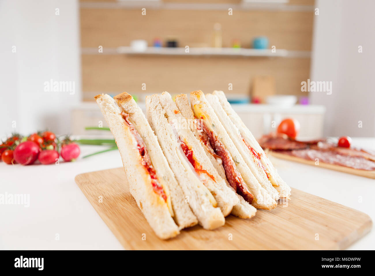 White bread fresh club sandwiches Stock Photo - Alamy