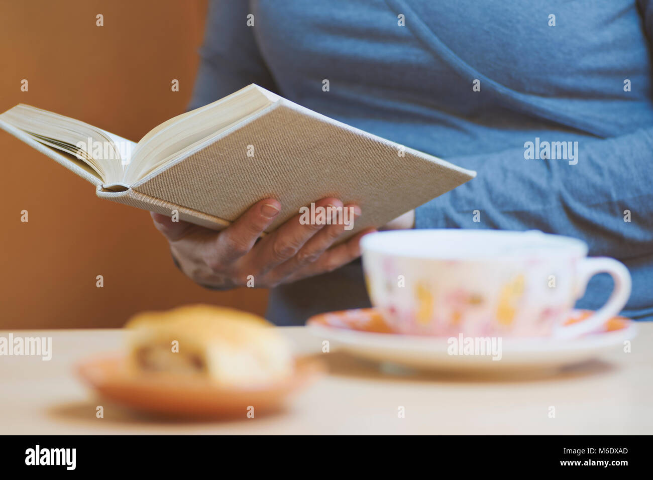 Woman Cup Tea Reading Book High Resolution Stock Photography and Images ...