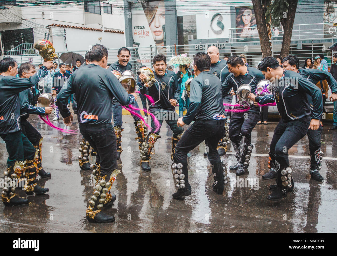 Cochabamba, Bolivia - February 2018: Caporales dance groups parade the ...