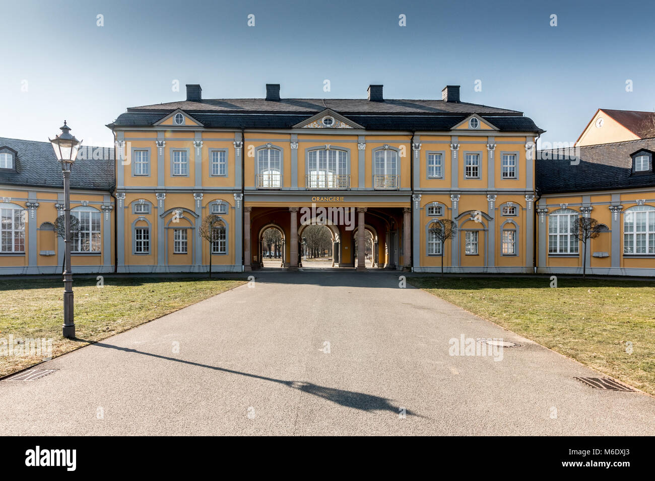 Gera, Germany - March 1,2018: View of the orangery in Gera. The ...
