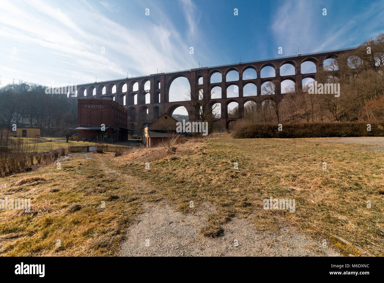 View to Goeltzsch Viaduct railway bridge in Saxony, Germany - World's ...