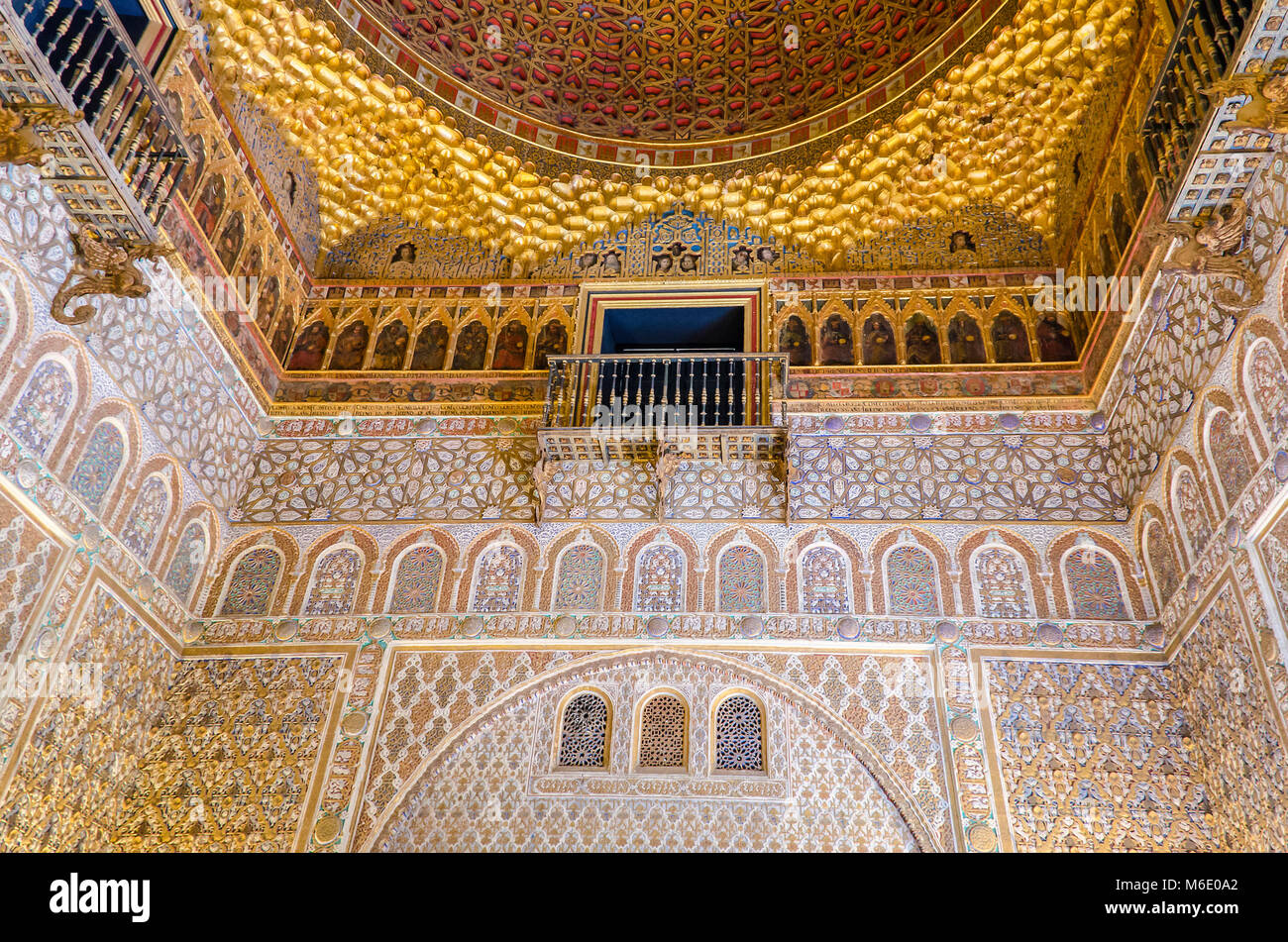 Seville, Spain - May 27, 2015: Moorish architecture inside the Alcazar ...
