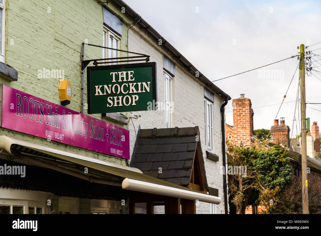 UNITED KINGDOM – SEPTEMBER 16 Sign for the Knockin Shop pun of Knocking ...