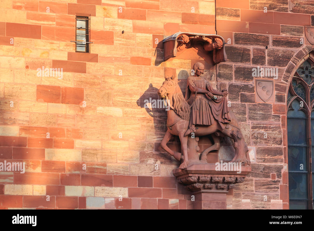 architectural detail of the protestant cathedral of Basel in ...