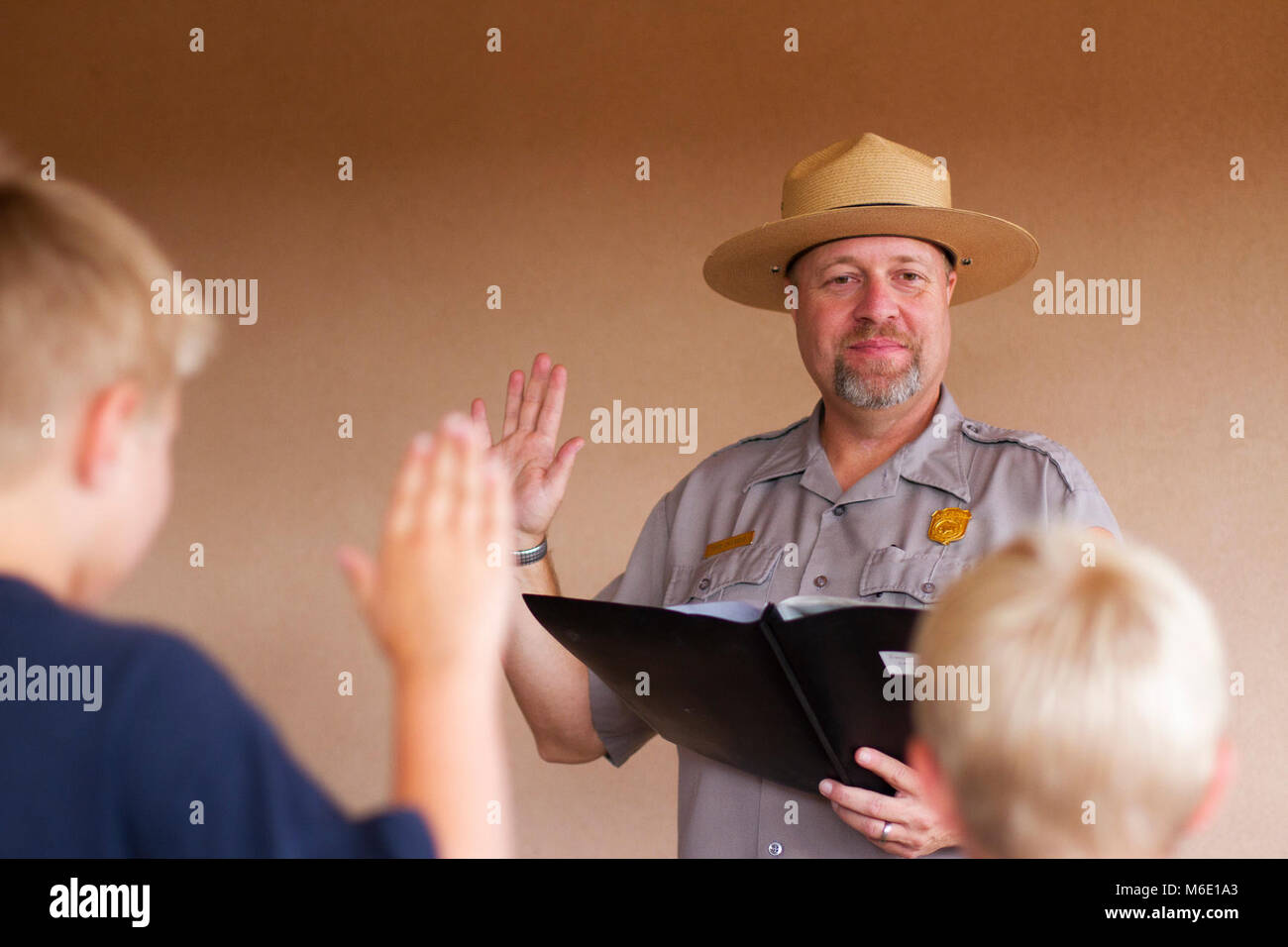 Delivering the junior ranger oath Stock Photo - Alamy