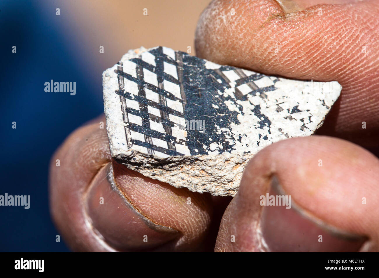 An archeologist holds a pot sherd. It's important that artifacts be ...