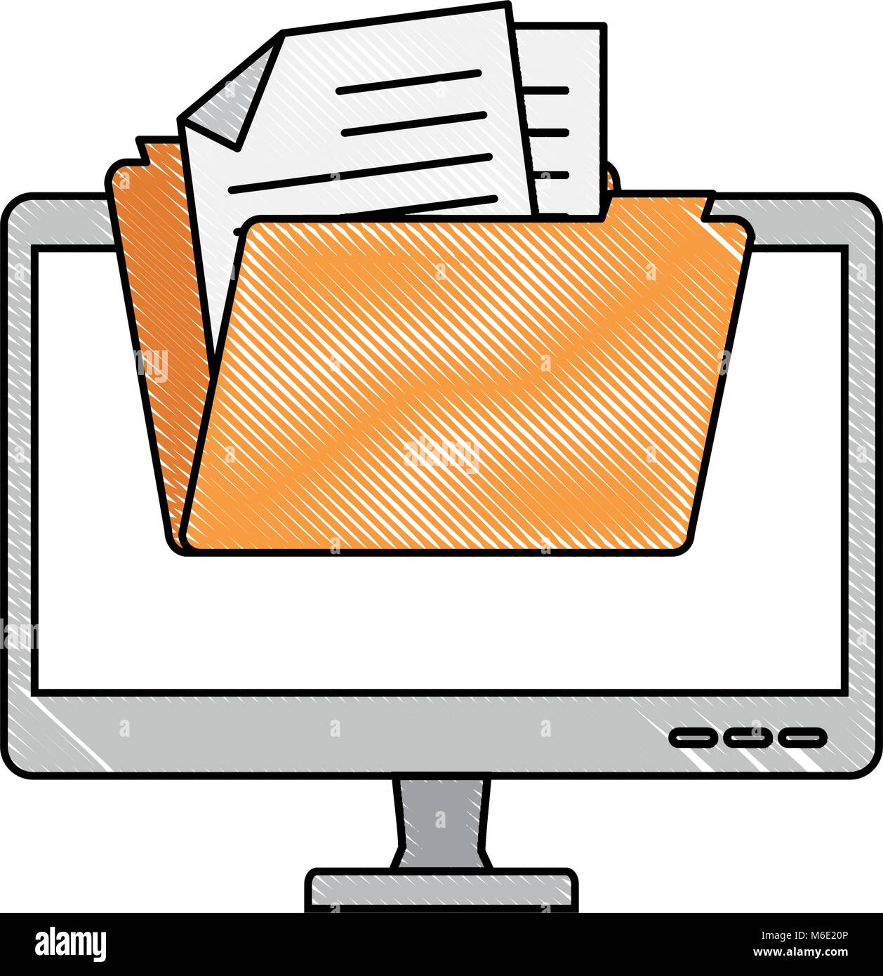 monitor computer with file folder Stock Vector Image & Art - Alamy