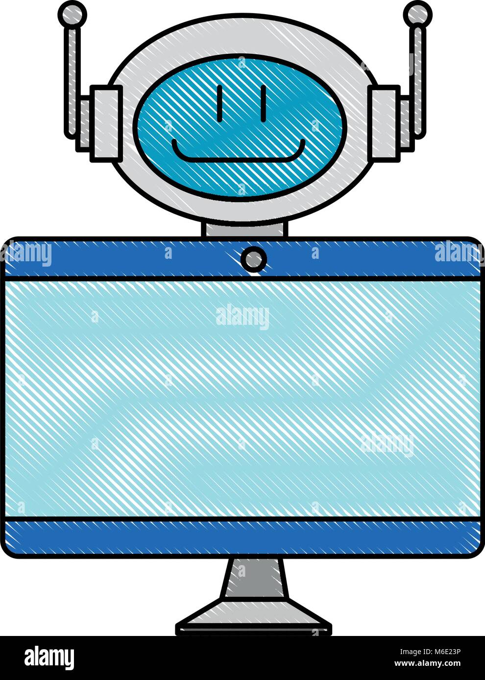 technological robot with monitor character icon Stock Vector Image ...