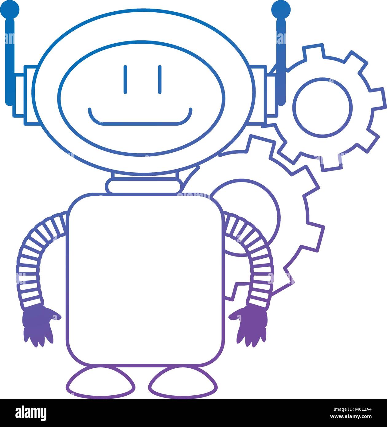 technological robot with gears character icon Stock Vector Image & Art ...