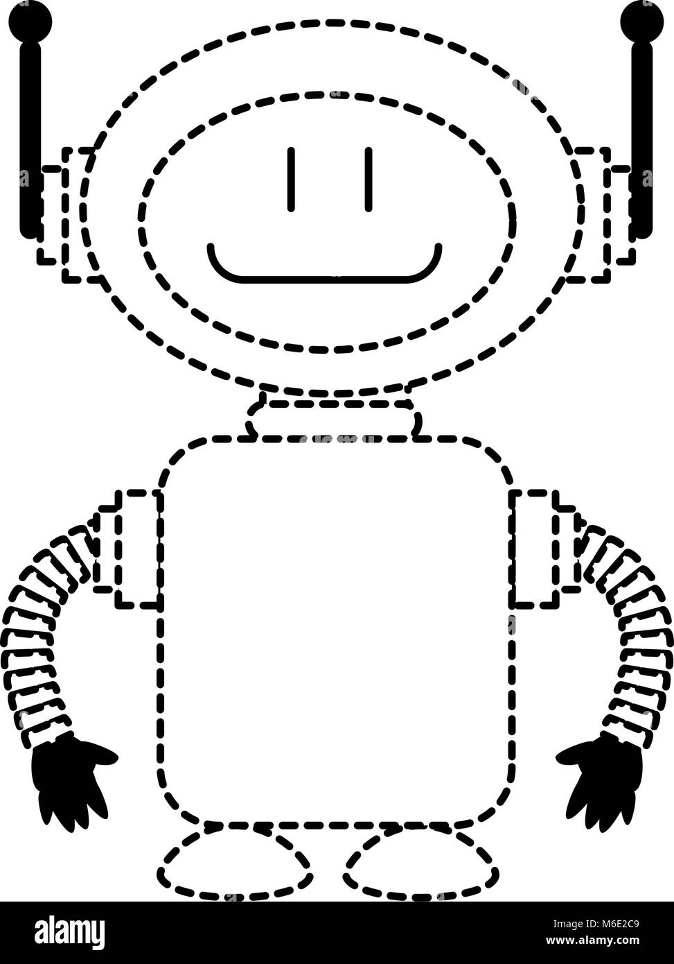 Friendly android robot character Black and White Stock Photos & Images ...