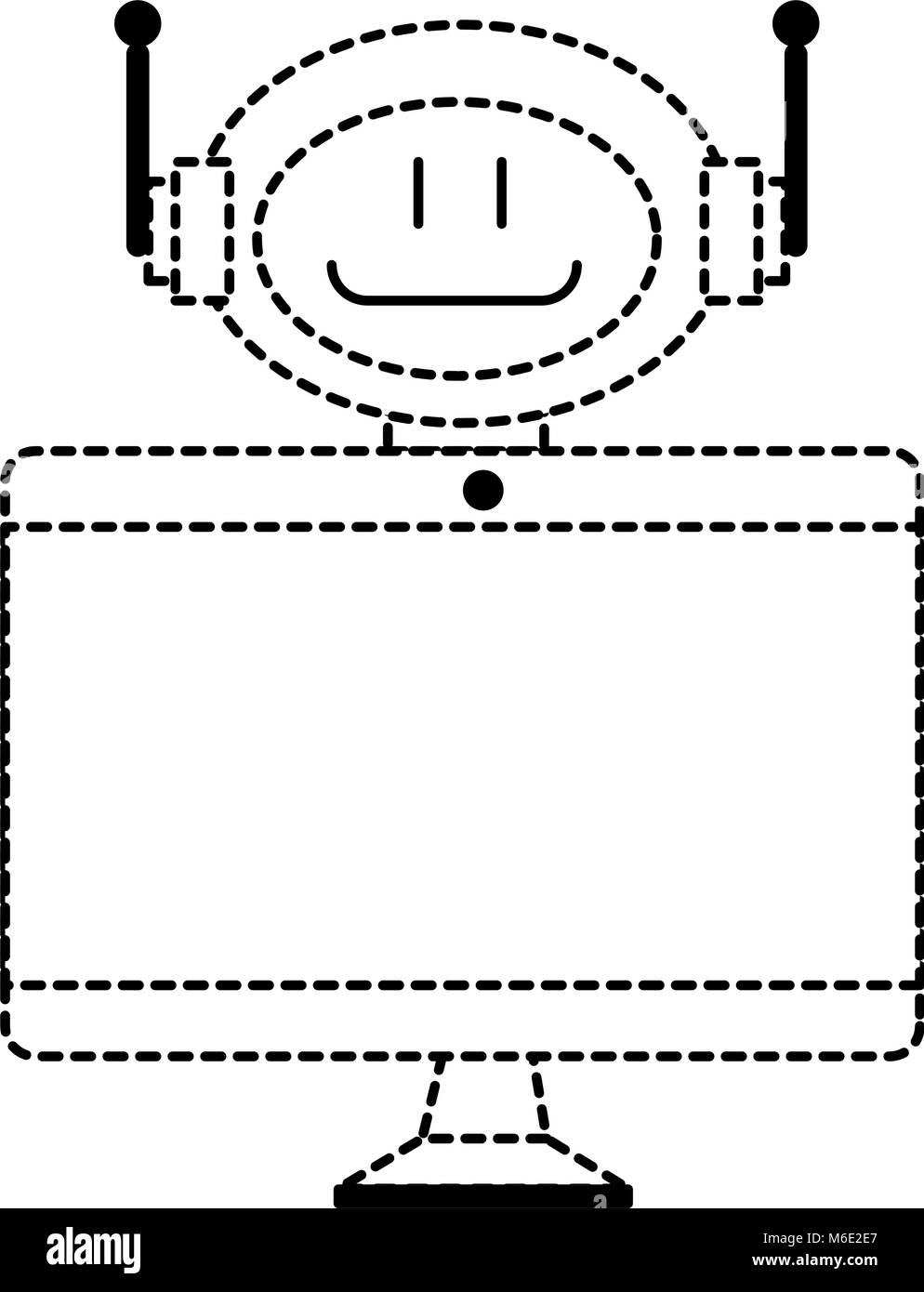 technological robot with monitor character icon Stock Vector Image ...