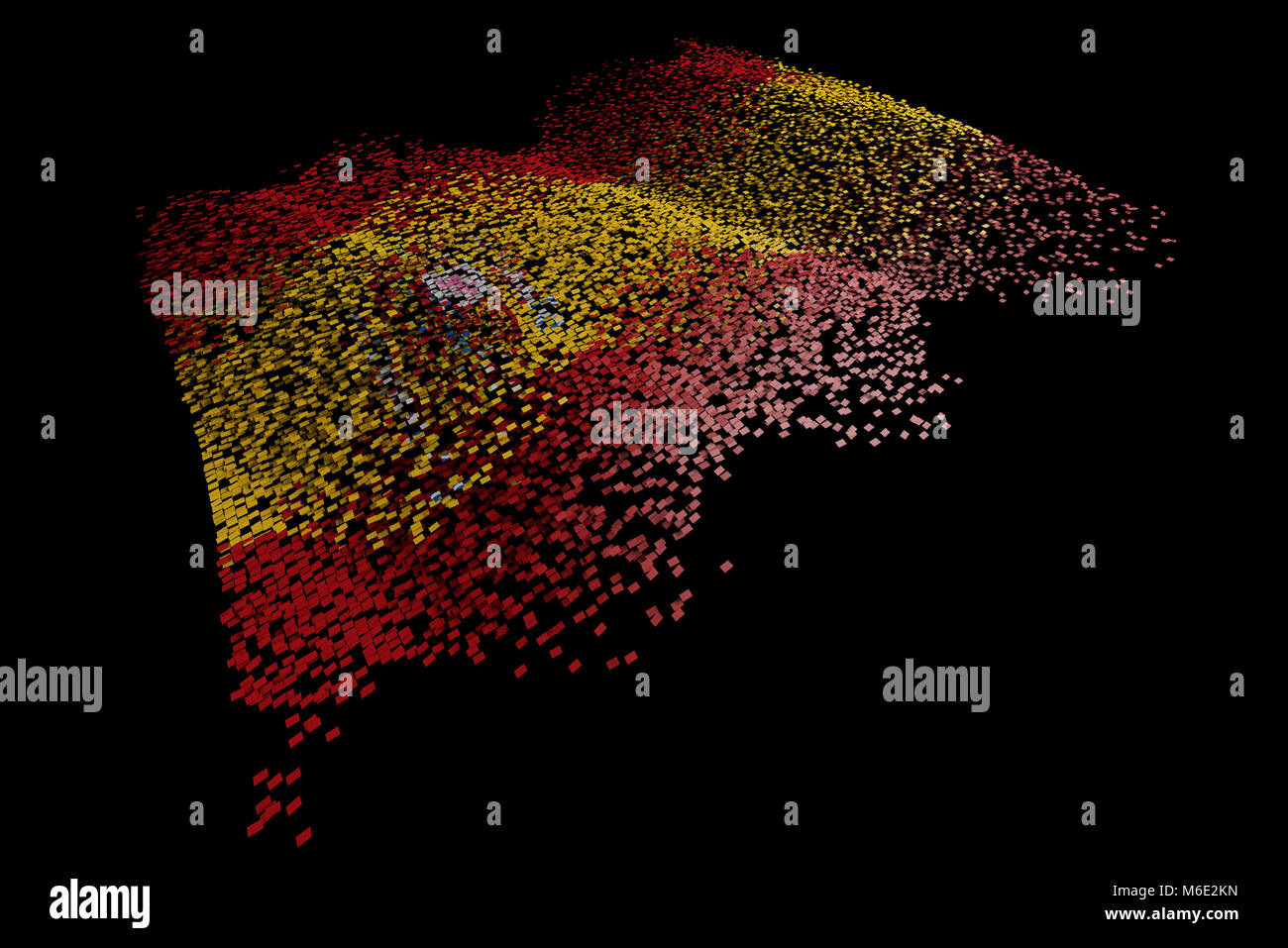 Dancing science and technology national flag, digital fragmentation ...