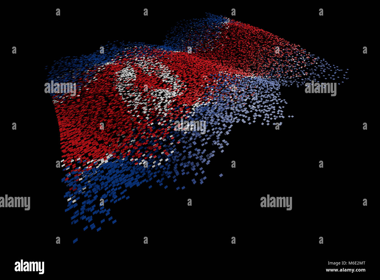 Dancing science and technology national flag, digital fragmentation ...