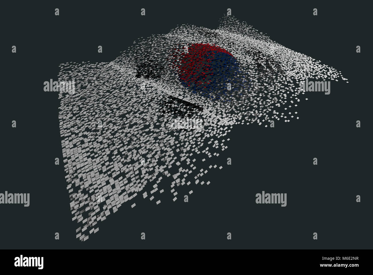 Dancing science and technology national flag, digital fragmentation ...