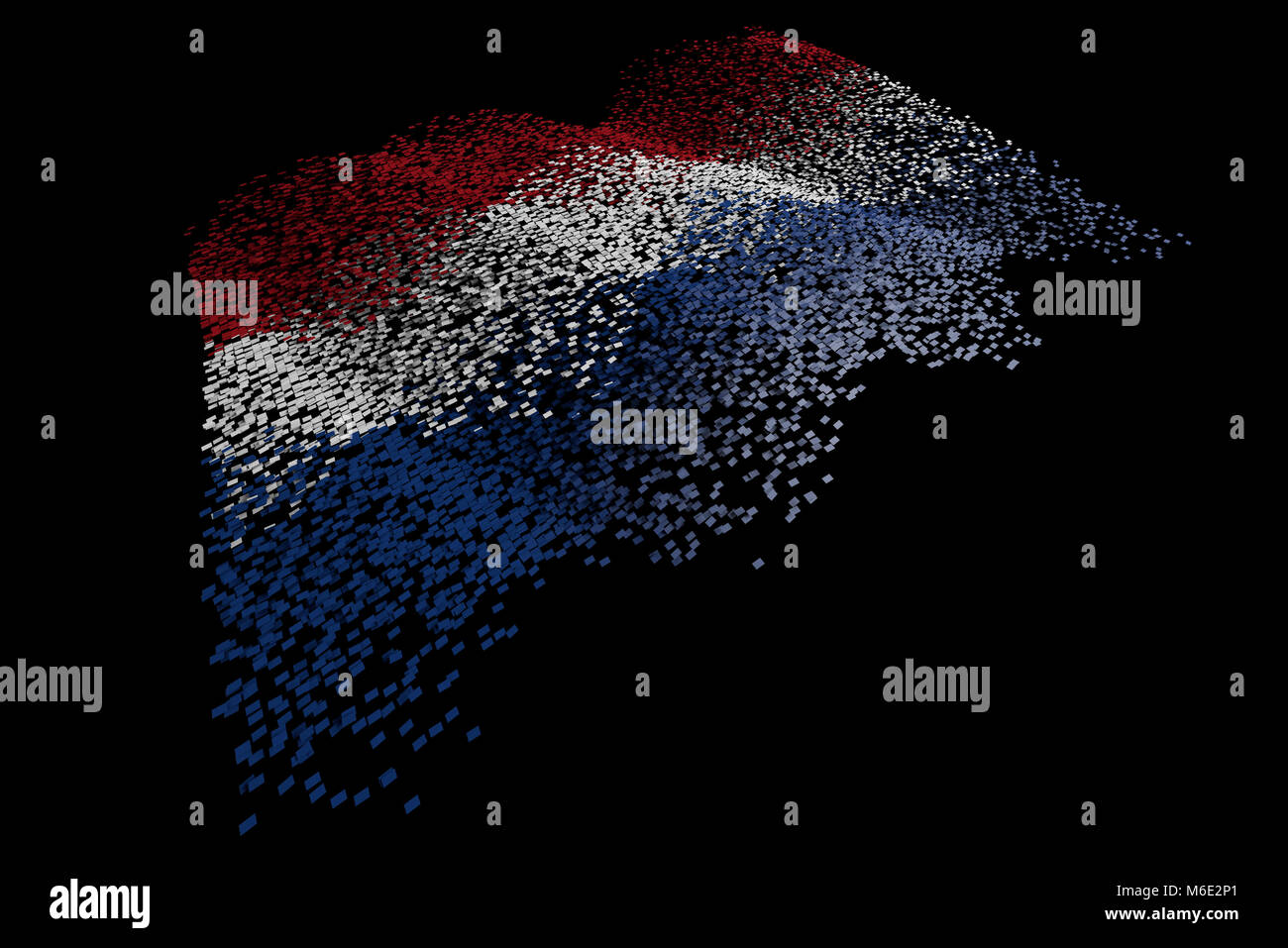 Dancing science and technology national flag, digital fragmentation ...
