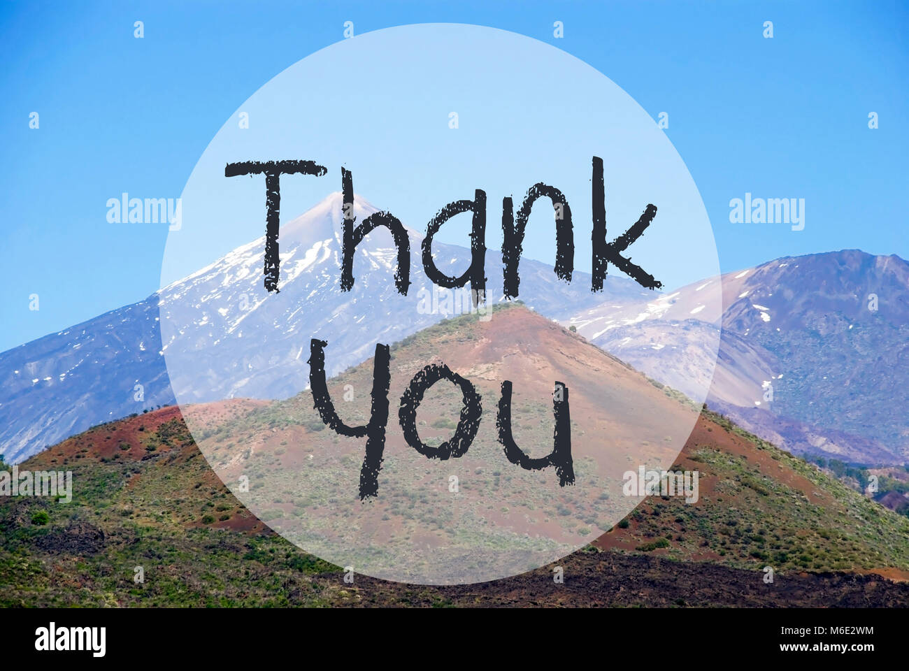 Vulcano Mountain, Text Thank You Stock Photo - Alamy