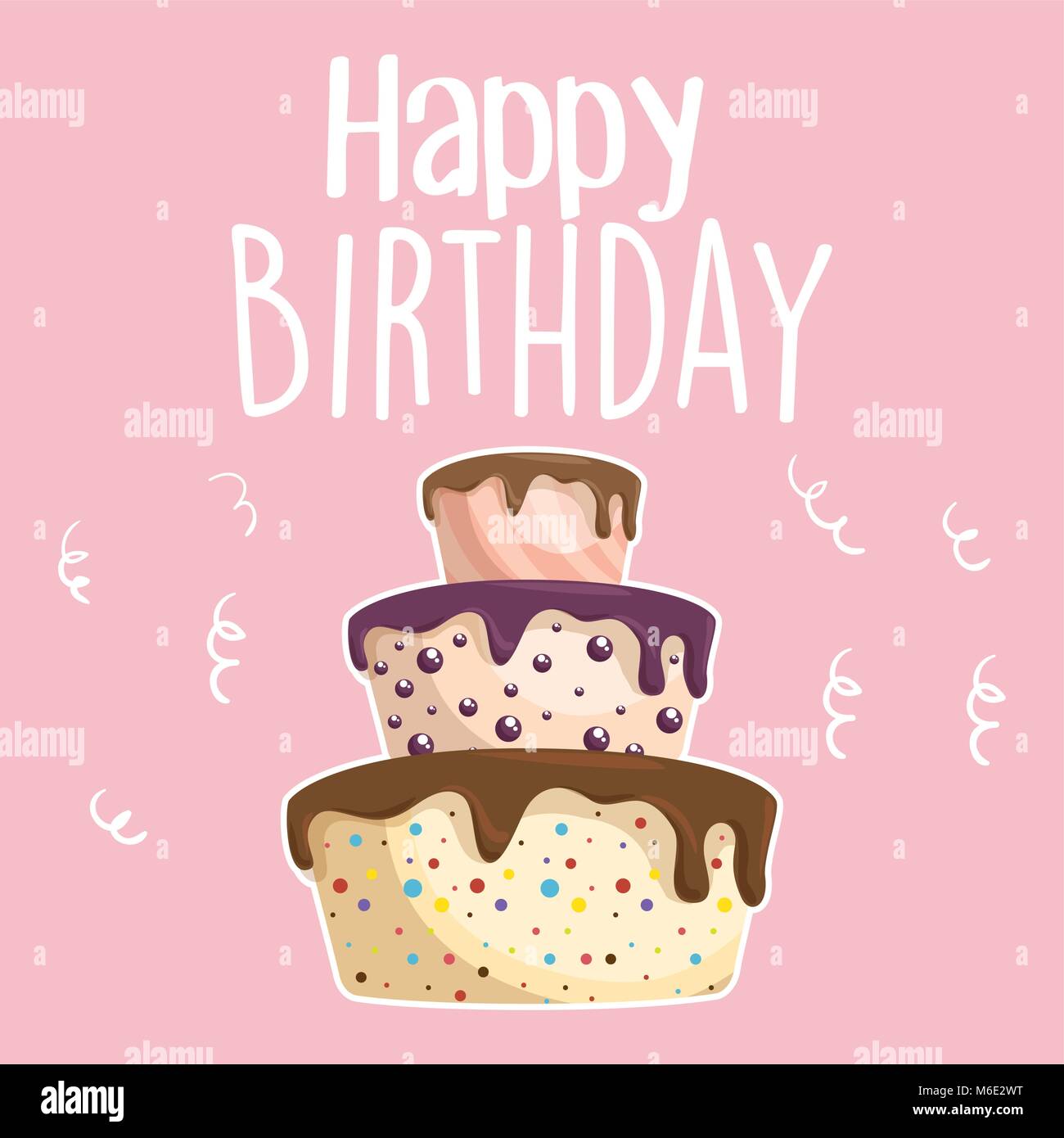 happy birthday card with sweet cake Stock Vector Image & Art - Alamy