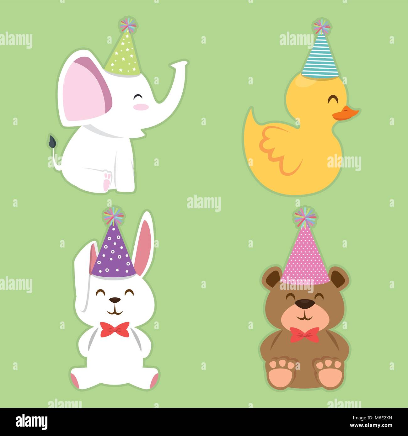 happy birthday card with set cute animals Stock Vector Image & Art - Alamy