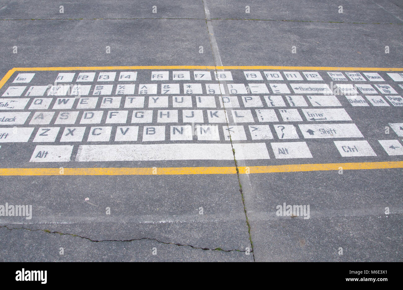 Computer Keyboard Drawn In Chalk On The Concrete Stock Photo - Alamy