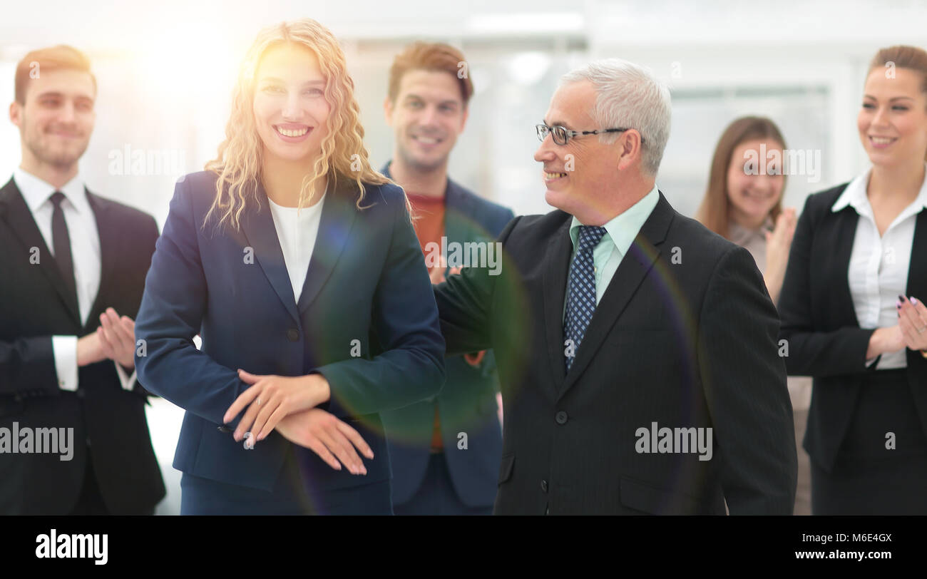 happy business woman and senior business partner Stock Photo - Alamy
