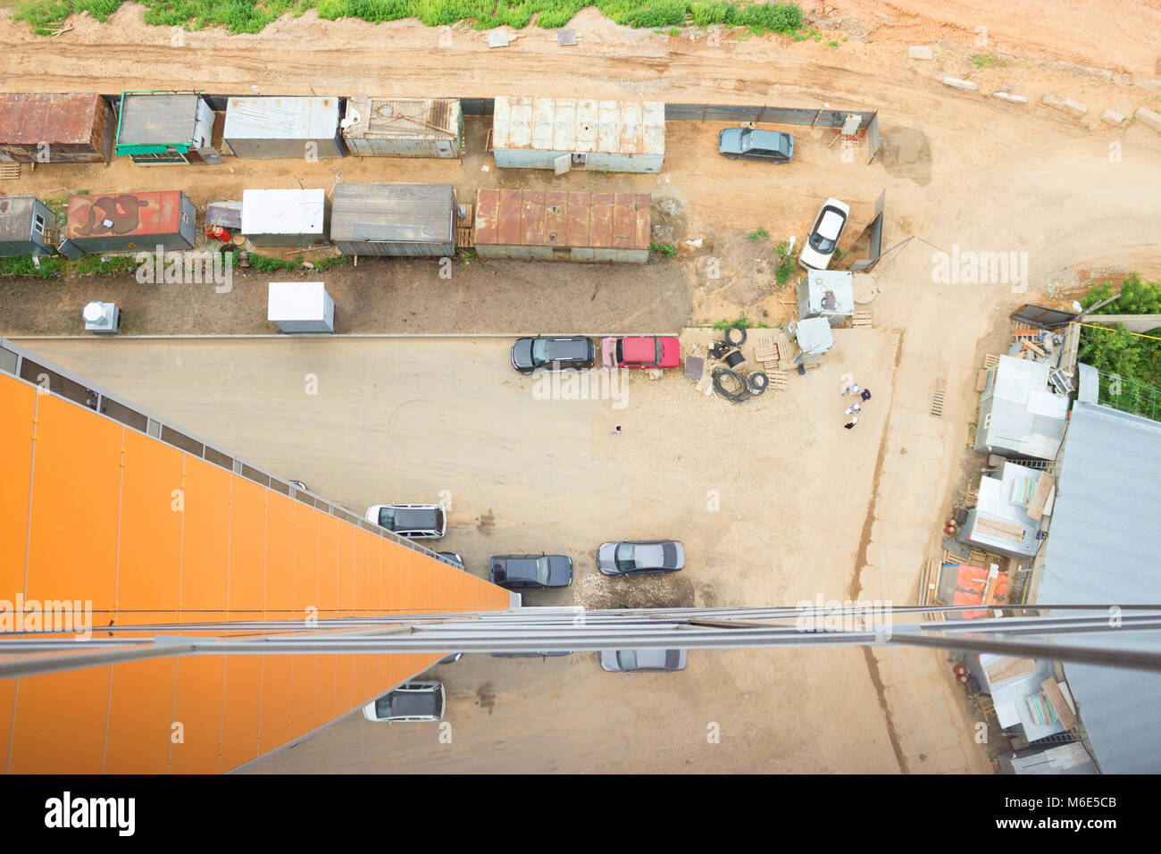 Vertical view from the top of the bulding. road and cars Stock Photo ...