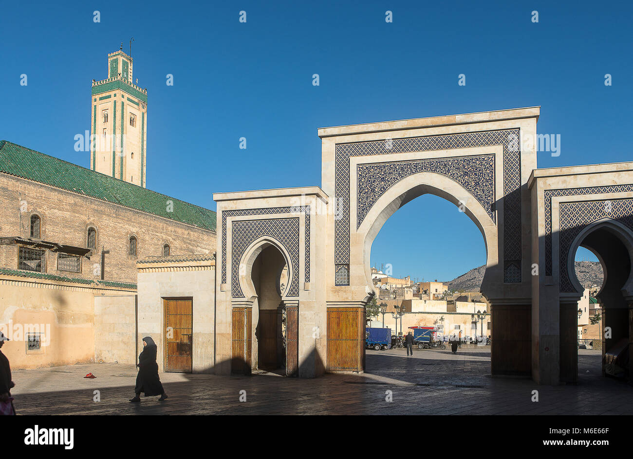 Bab R'Cif gate and Mosque R'Cif, in R'Cif Square, gateway to andalusian ...