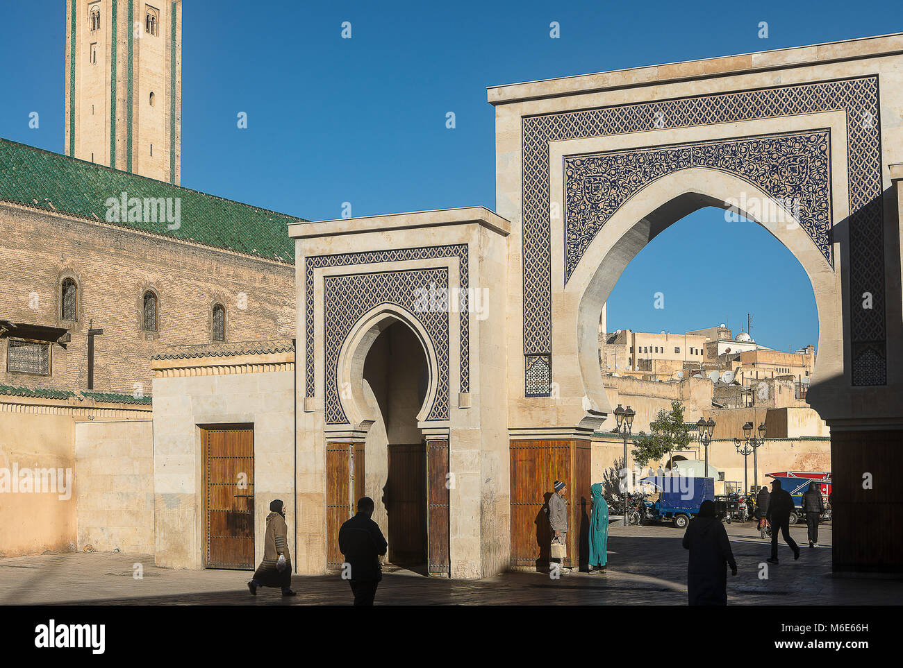 Bab R'Cif gate and Mosque R'Cif, in R'Cif Square, gateway to andalusian ...