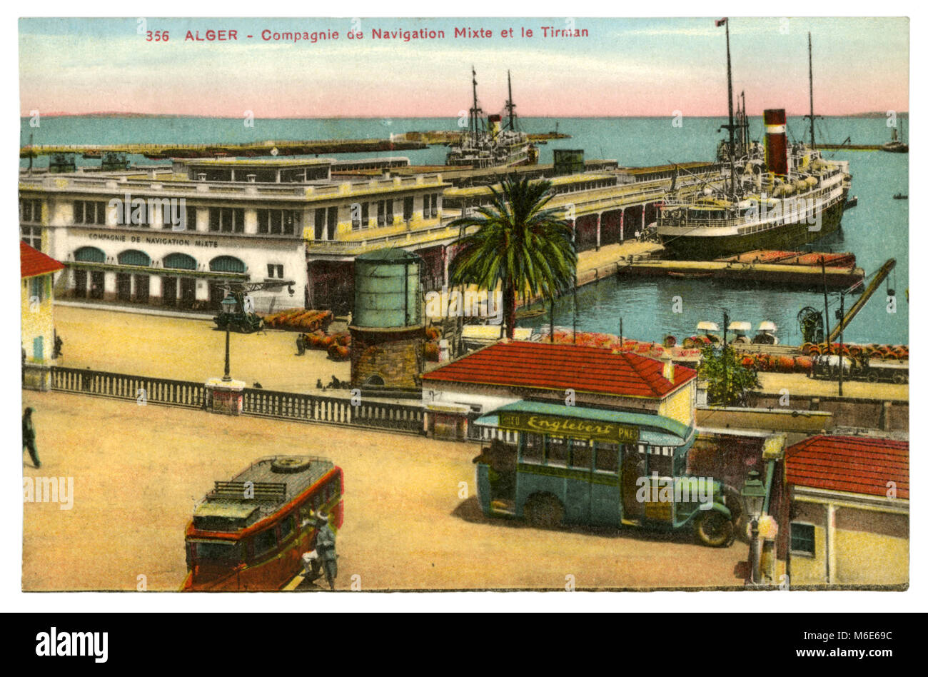 An old postcard of the waterfront at Algiers, Algeria, North Africa c ...