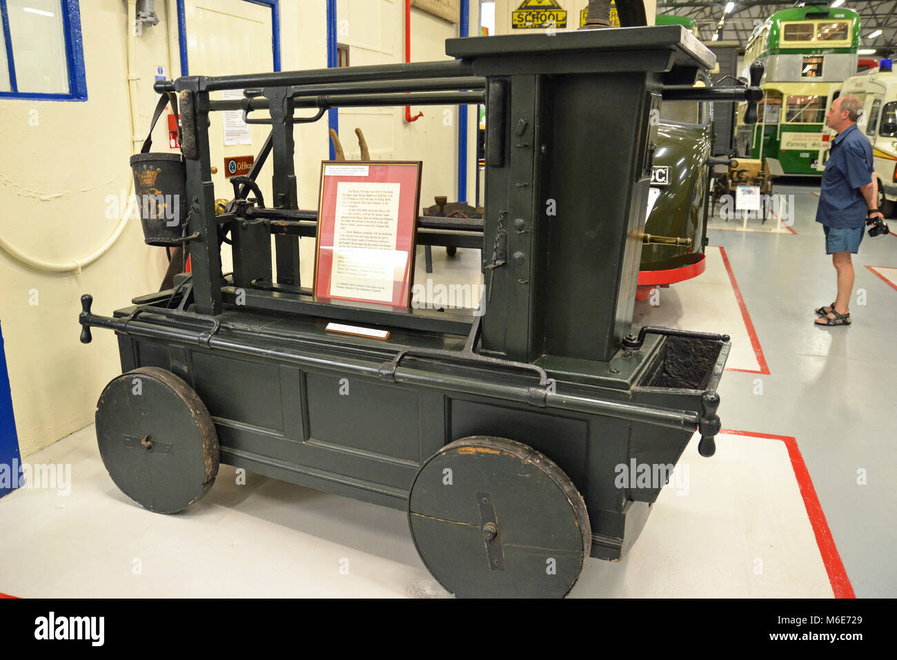 18th century manual fire pump / fire engine at Ipswich Transport Museum ...