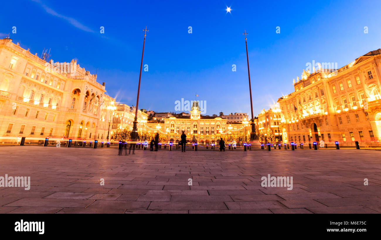 the beautiful square of Trieste with Christmas trees Stock Photo - Alamy