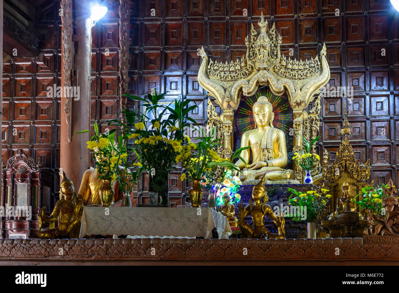 Mandalay: Shwe In Bin Kyaung teak monastery, buddha, , Mandalay Region ...