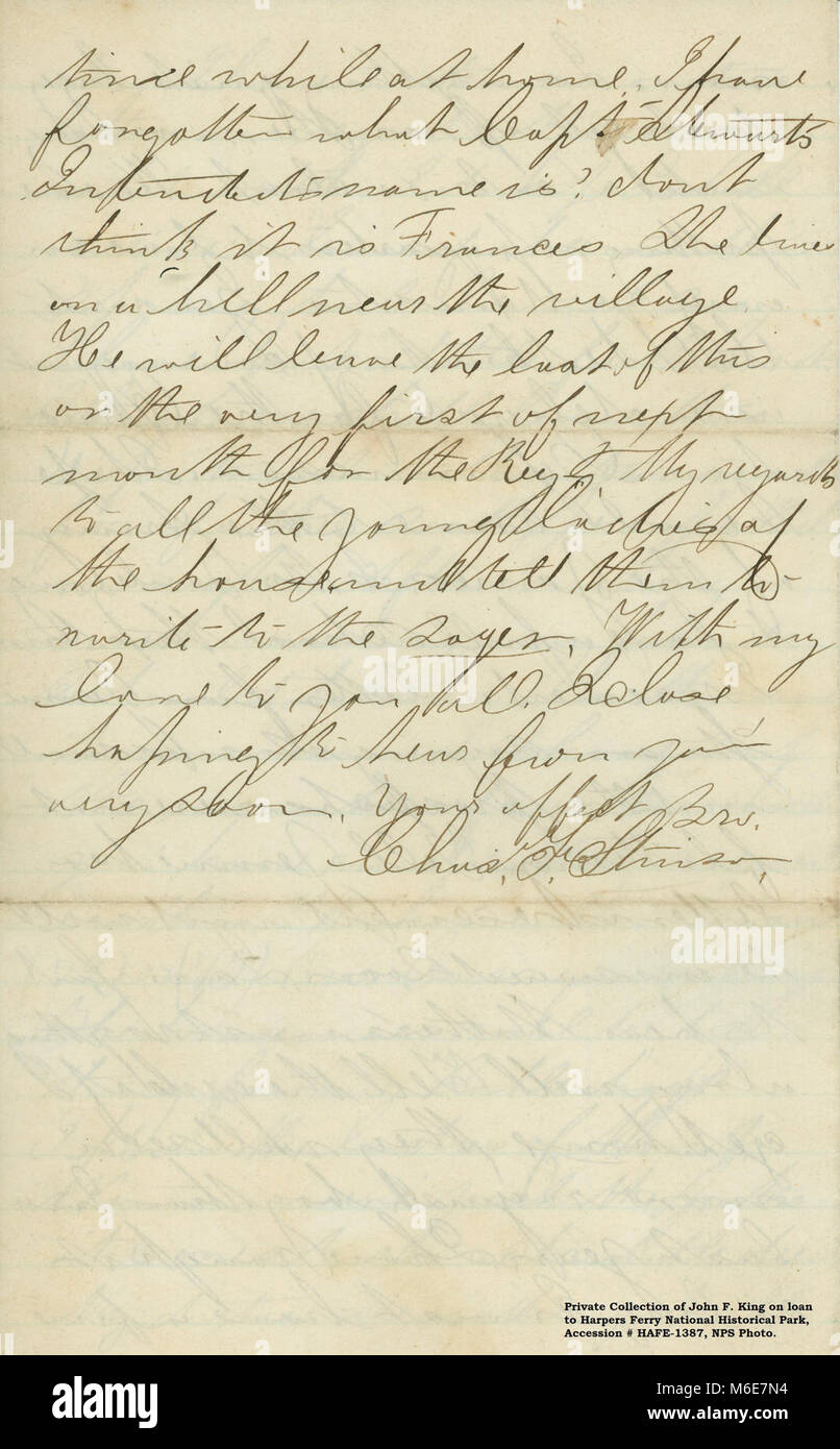 Letter, p4 of 4, Charles Stinson (Hd Qrs 1st Div Stock Photo - Alamy