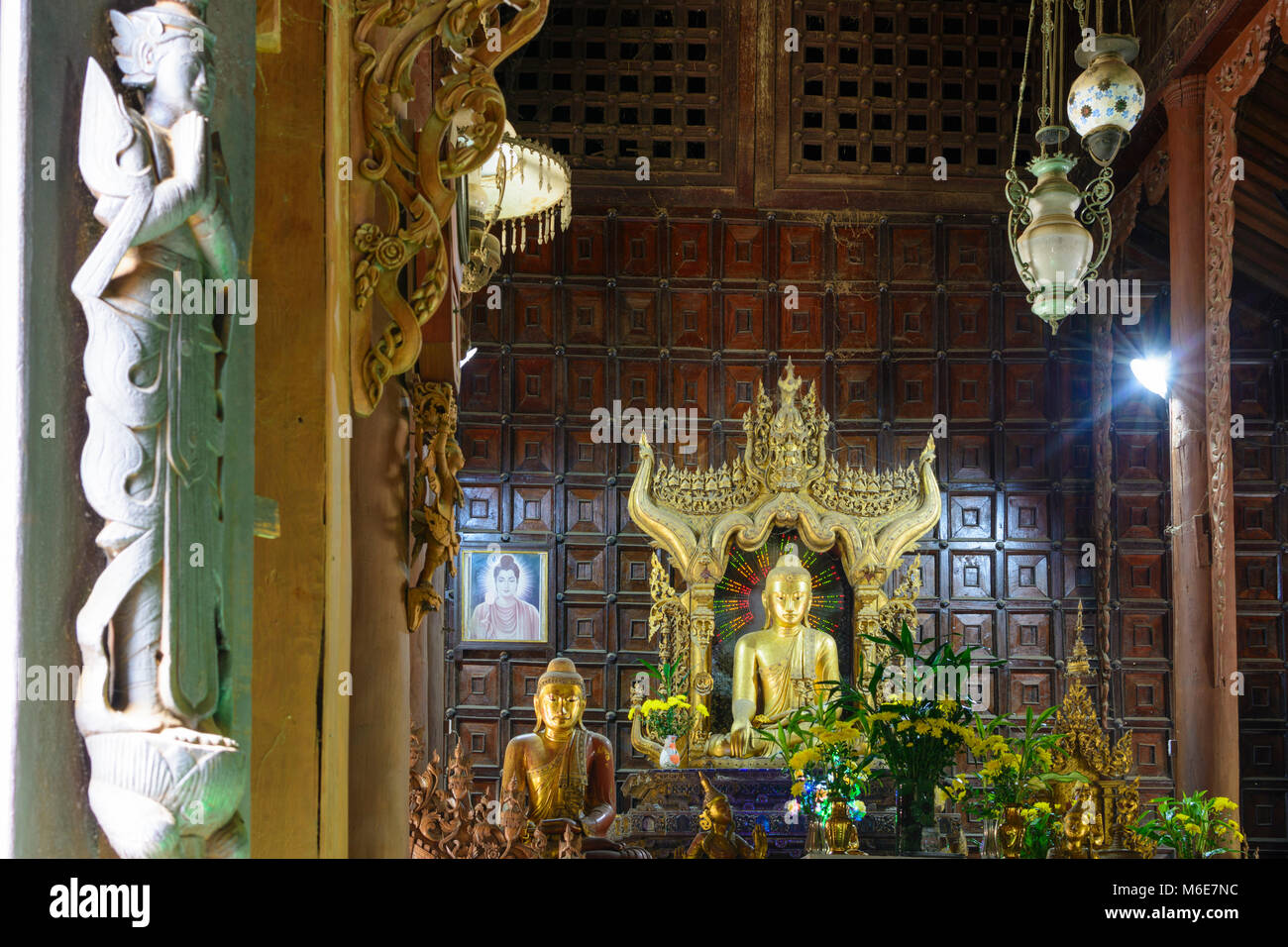 Mandalay: Shwe In Bin Kyaung teak monastery, buddha, , Mandalay Region ...