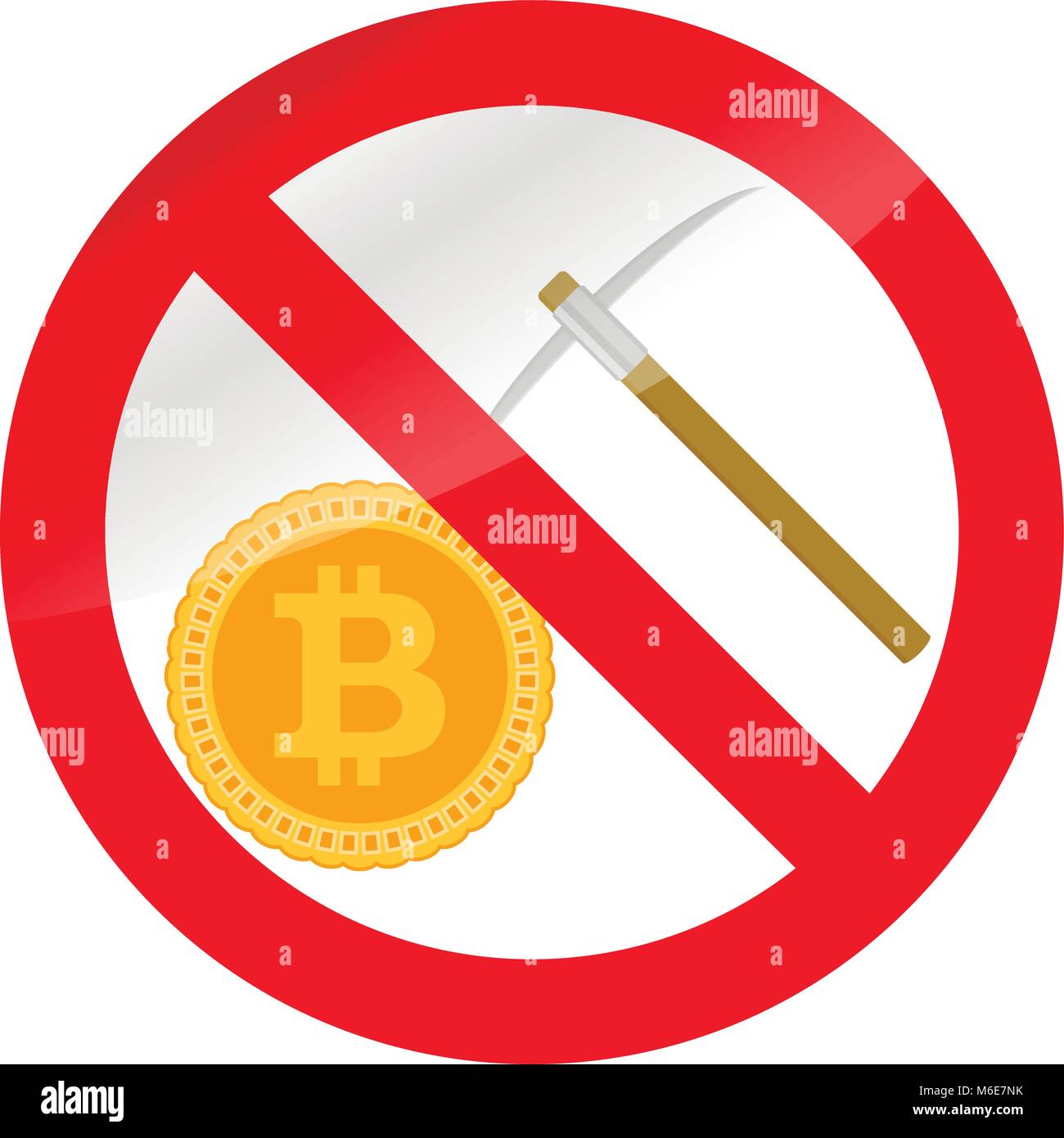 Prohibition icon mining bitcoin. Stop mining and ban btc with pick-axe ...