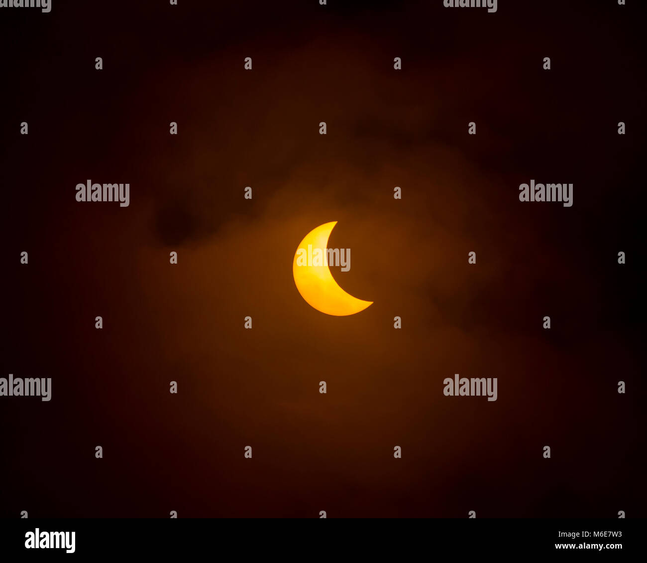 Partial solar eclipse Stock Photo - Alamy