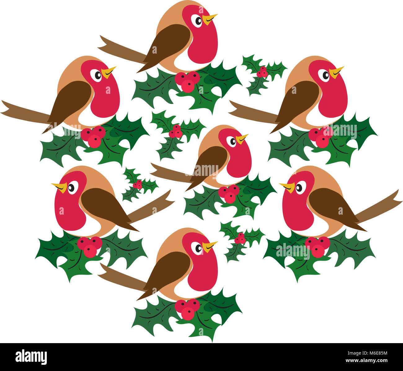 Robin bird on tree Stock Vector Images - Alamy