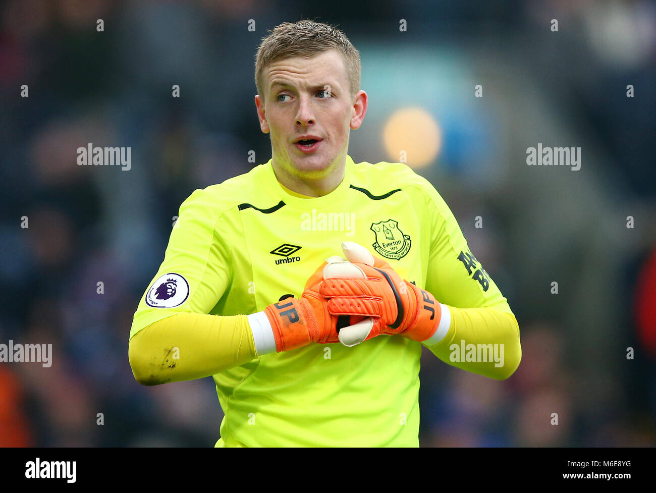 Everton goalkeeper Jordan Pickford during the Premier League match at ...