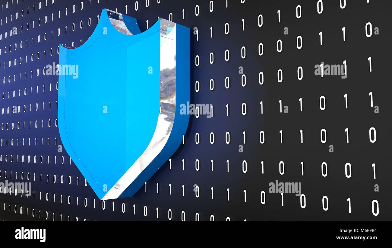 3d blue shield rotate binary hi-res stock photography and images - Alamy