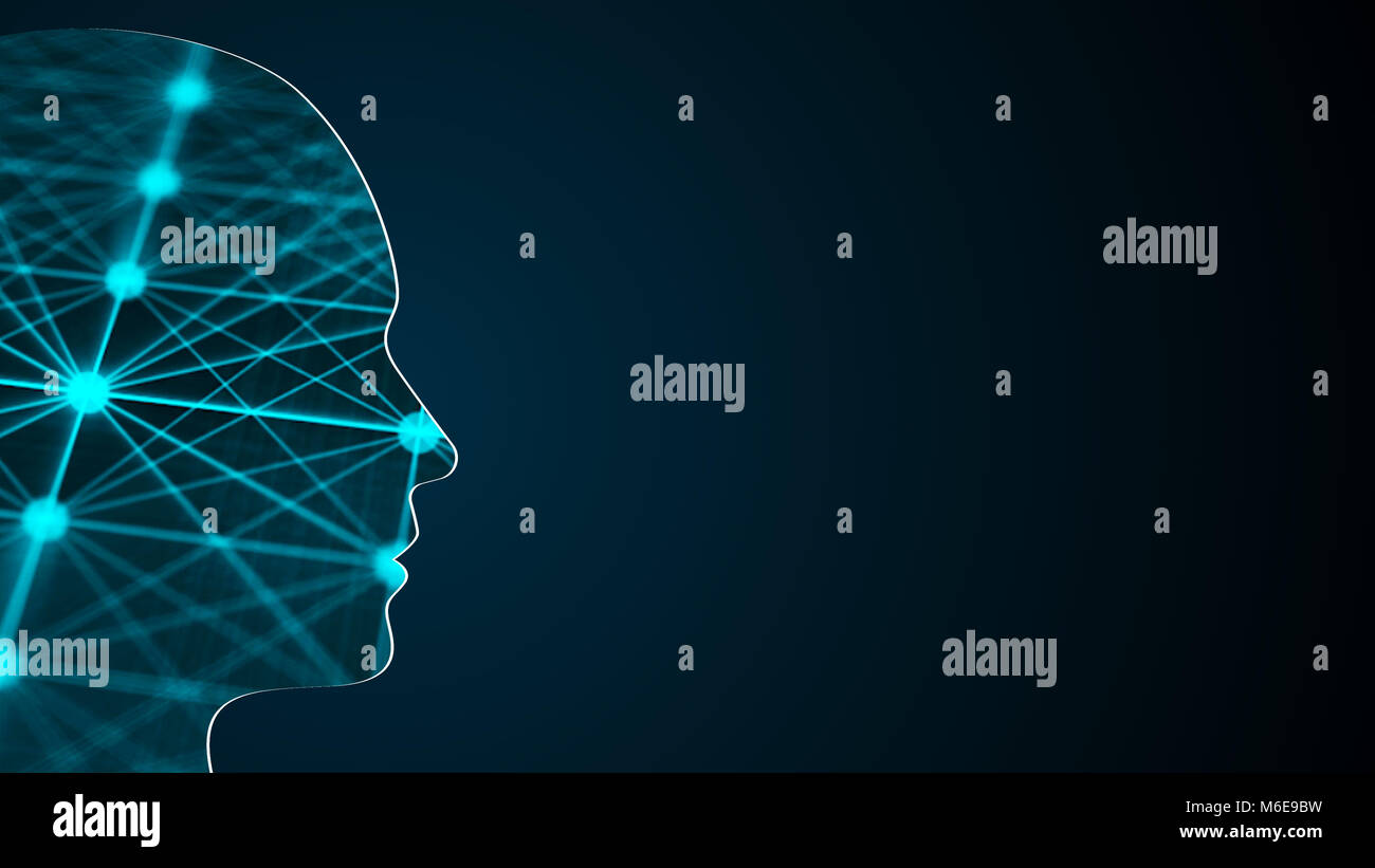 Abstract background with human head. Technology concept backdrop. 3d ...