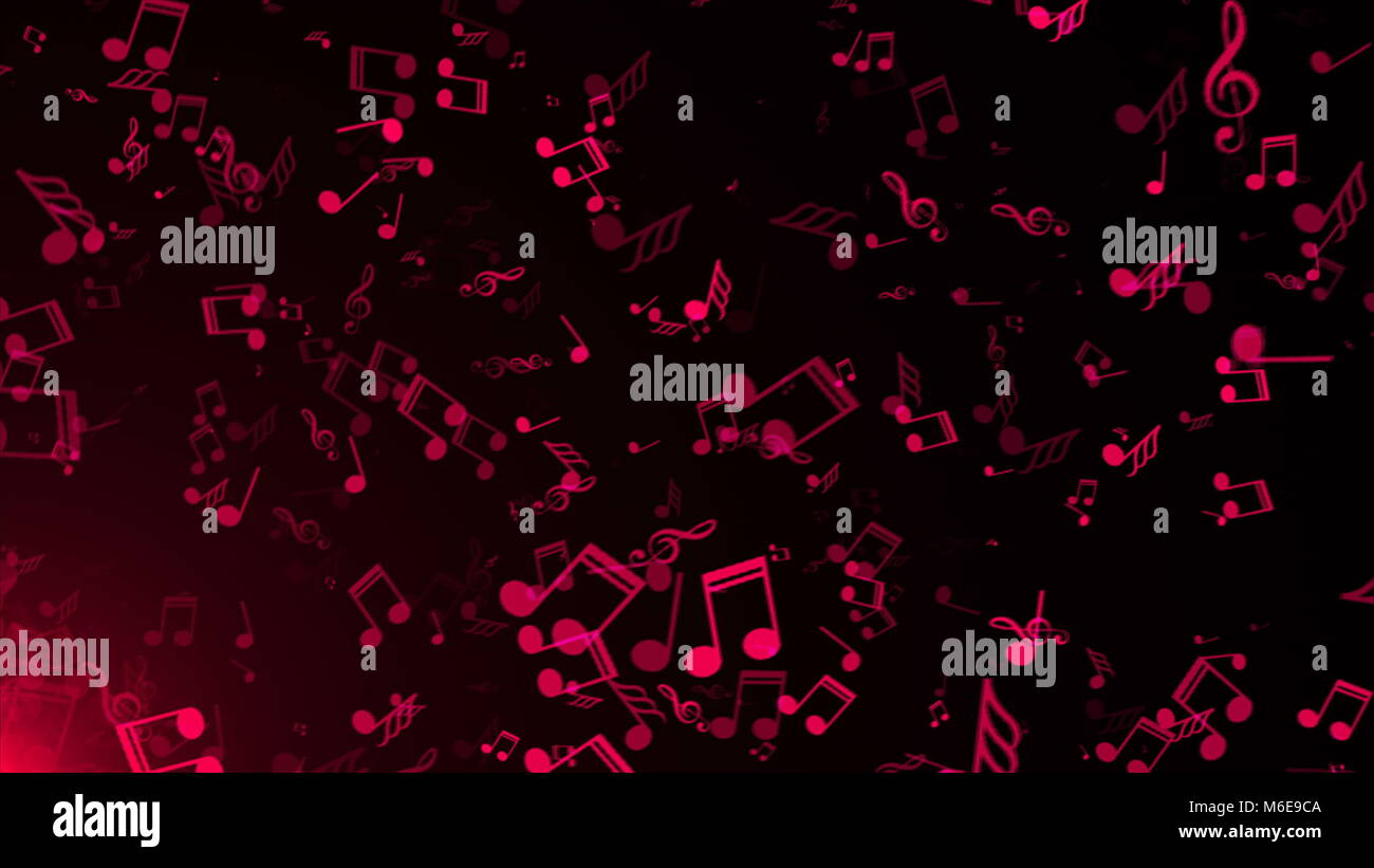 Illustration of abstract background with many flying music notes , 3D ...