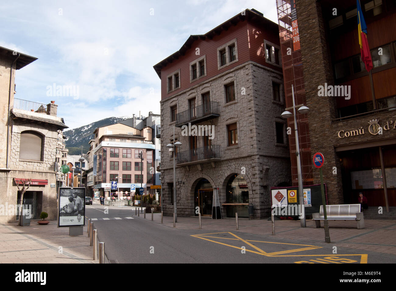 Stone wall buildings in Andorra la Vella, Andorra Stock Photo - Alamy
