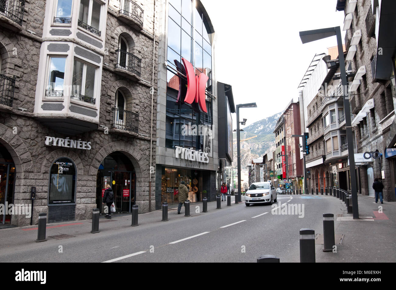 Stone wall buildings in Andorra la Vella, Andorra Stock Photo - Alamy