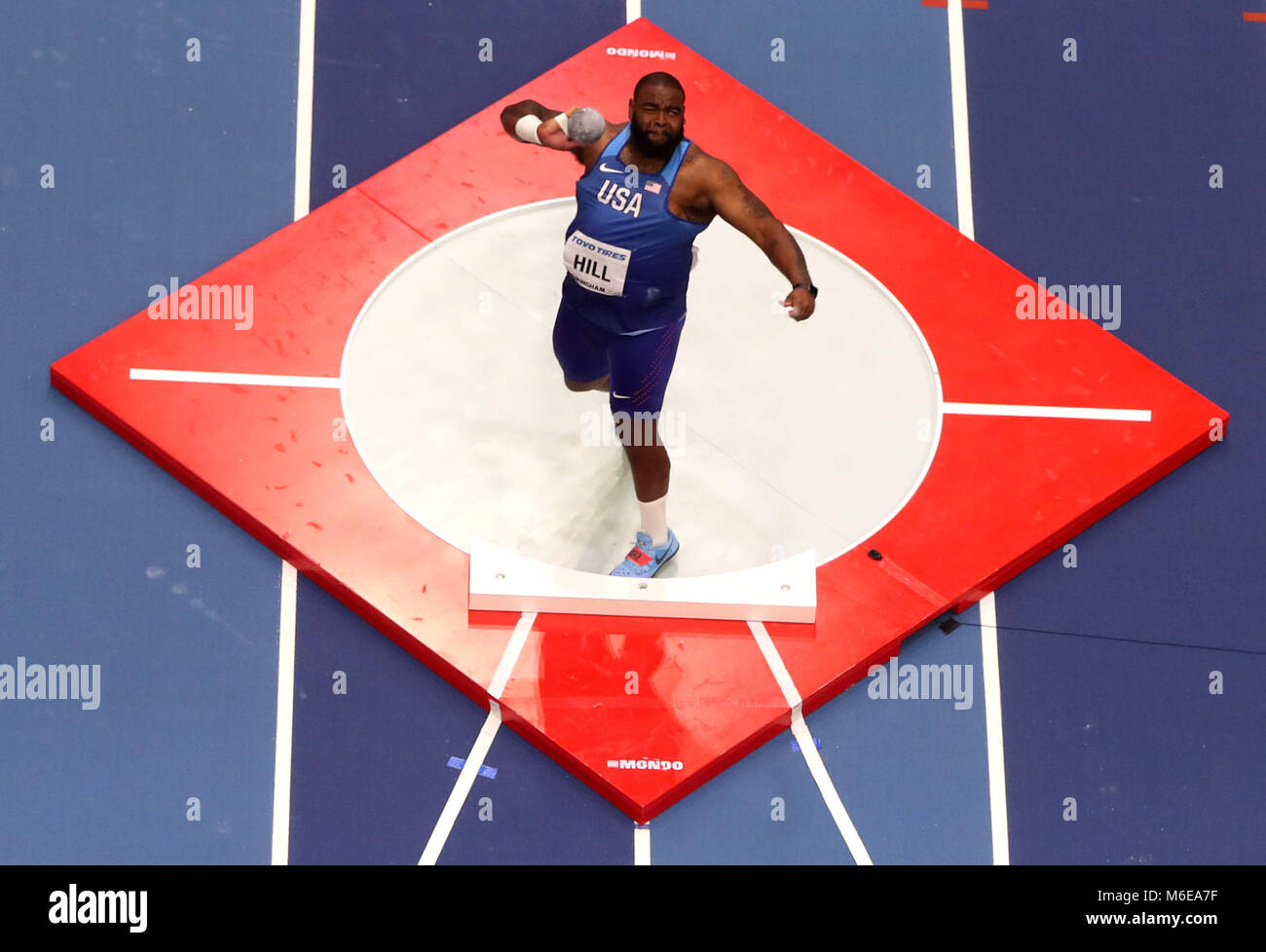 USA's Darrell Hill in action during the Men's Shot Put during day three ...