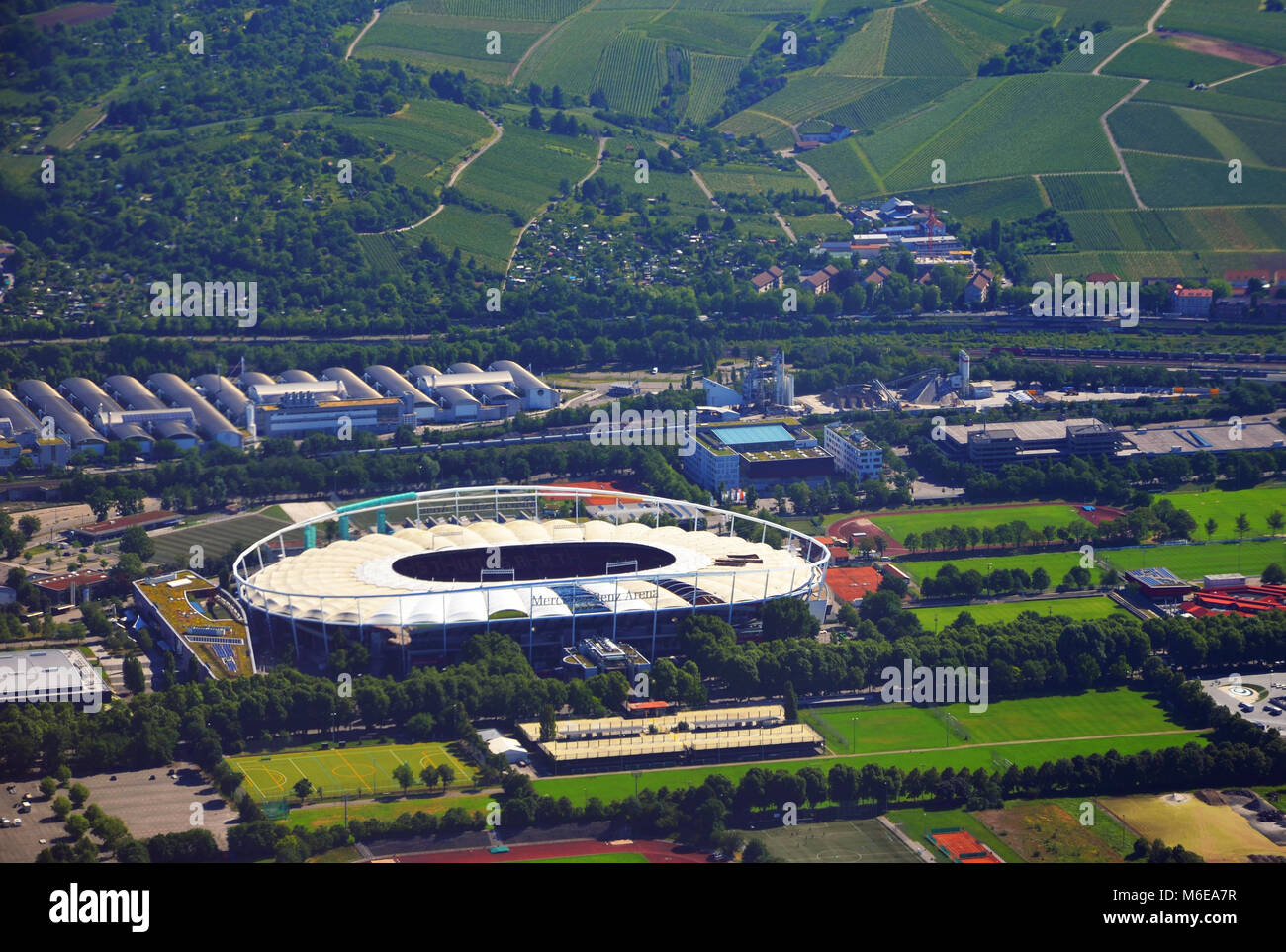 Stuttgart, Germany - June 11, 2017: Closer Aerial view of Stuttgart ...