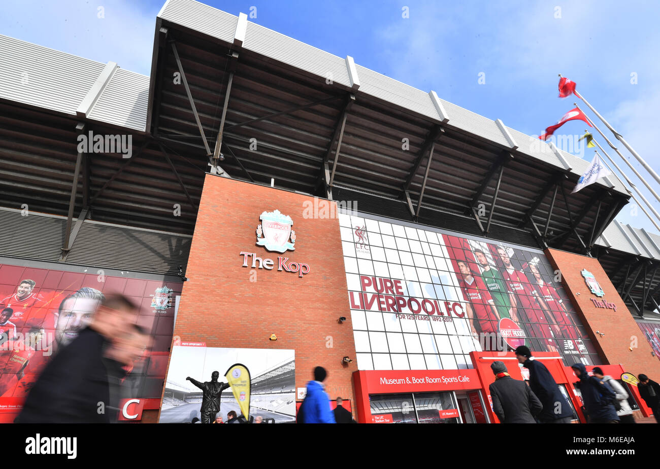 A general exterior view of Anfield during the Premier League match at ...