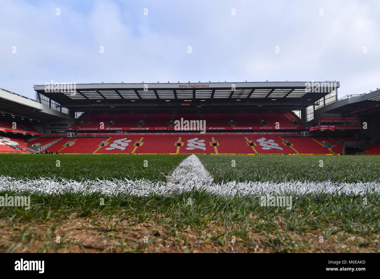 A general view of the pitch at Anfield during the Premier League match ...