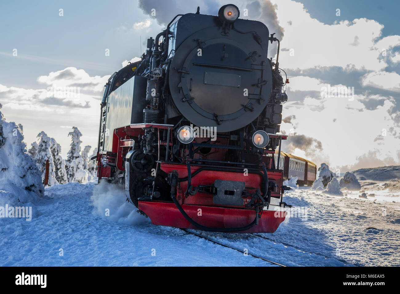 historic steam train in the winter Stock Photo - Alamy