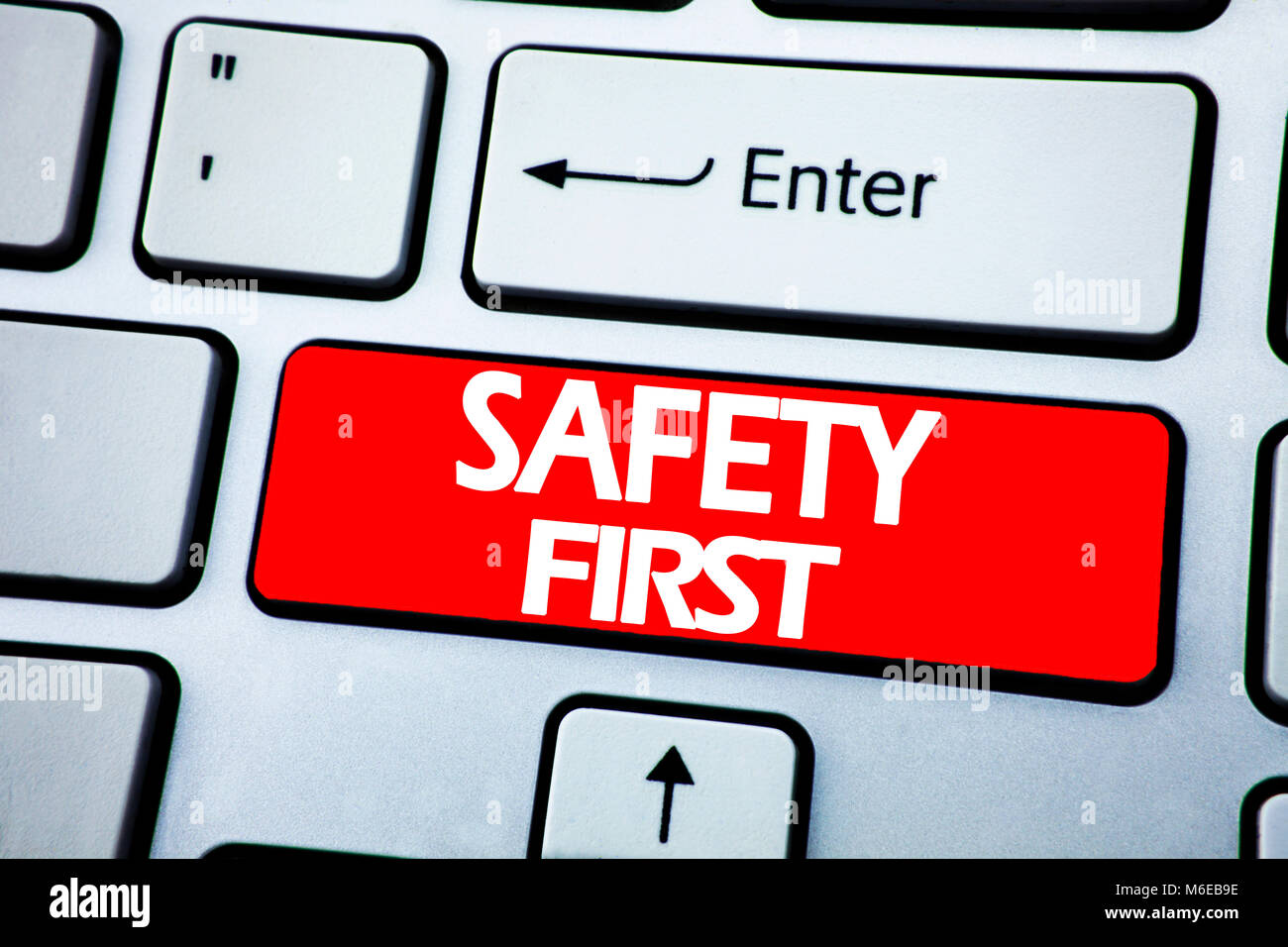 Handwriting Announcement text showing Safety First. Business concept ...