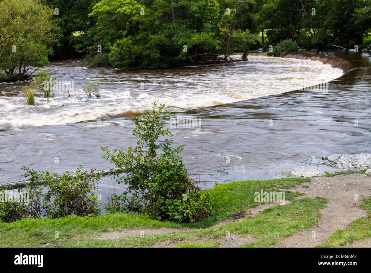 View of the Horseshoe Falls, a weir on the River Dee, Llangollen, North ...
