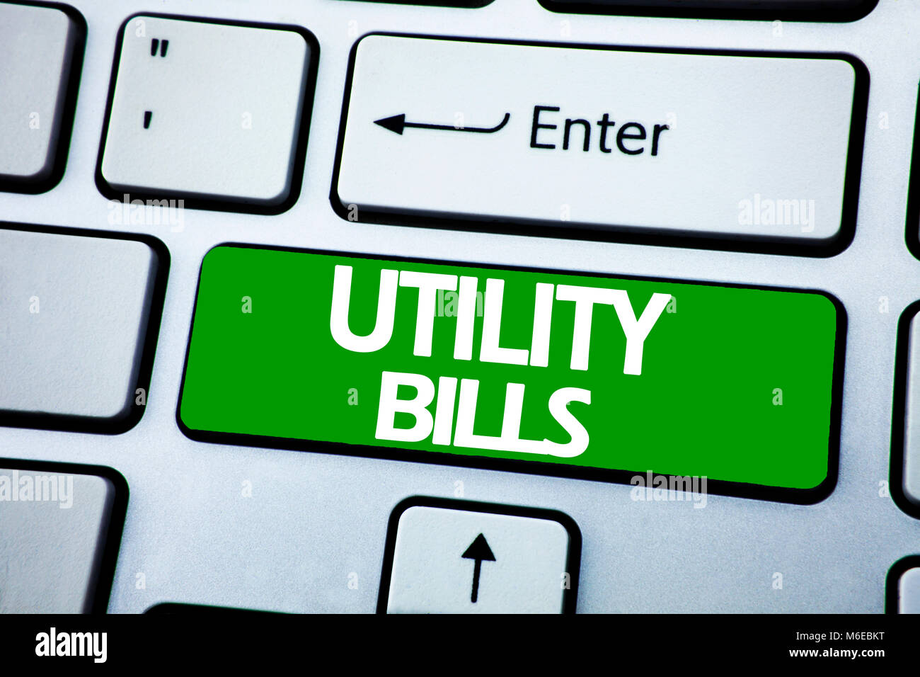 Handwriting Announcement text showing Utility Bills. Business concept ...